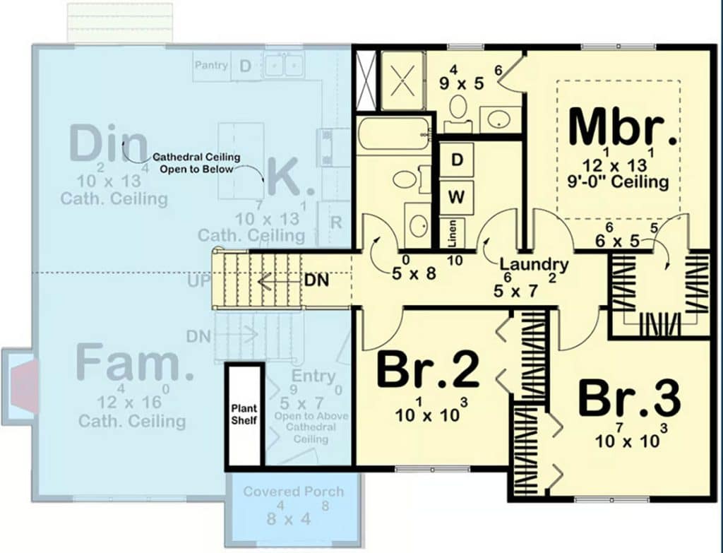 Split Level House Plan With 3 Bed & 2 Bath With Second Floor Laundry
