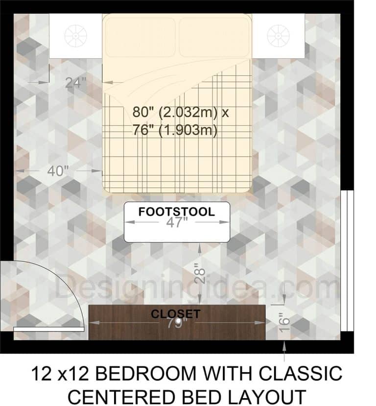 5 Stylish 12x12 Bedroom Floor Plans With A King Sized Bed