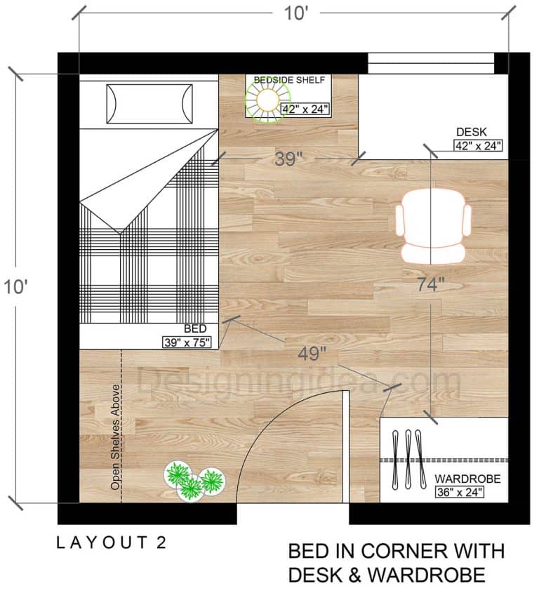10x10 Bedroom Layouts with a Twin Bed