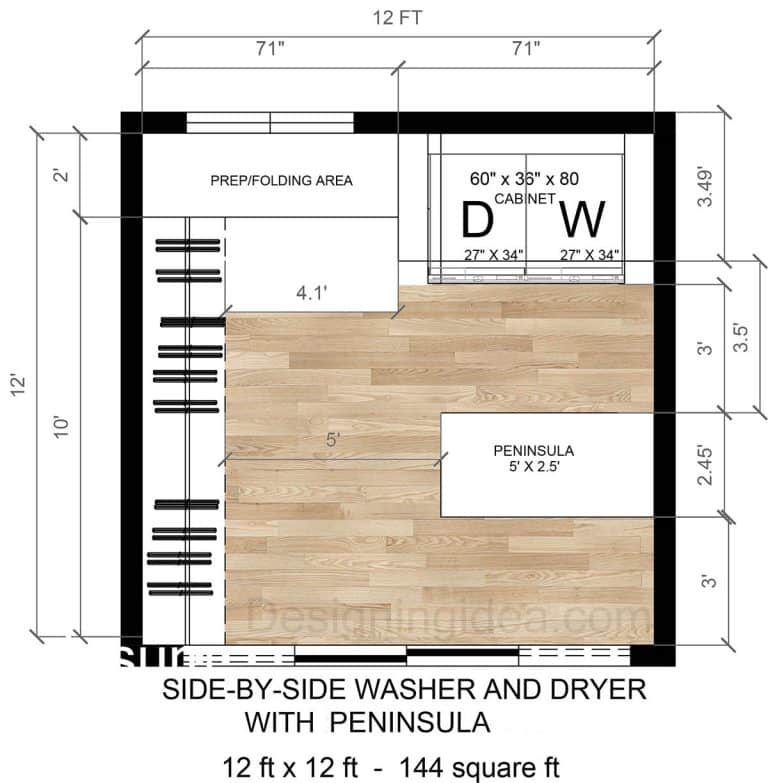5 Laundry in Master Closet Floor Plans: Washer & Dryer Layouts