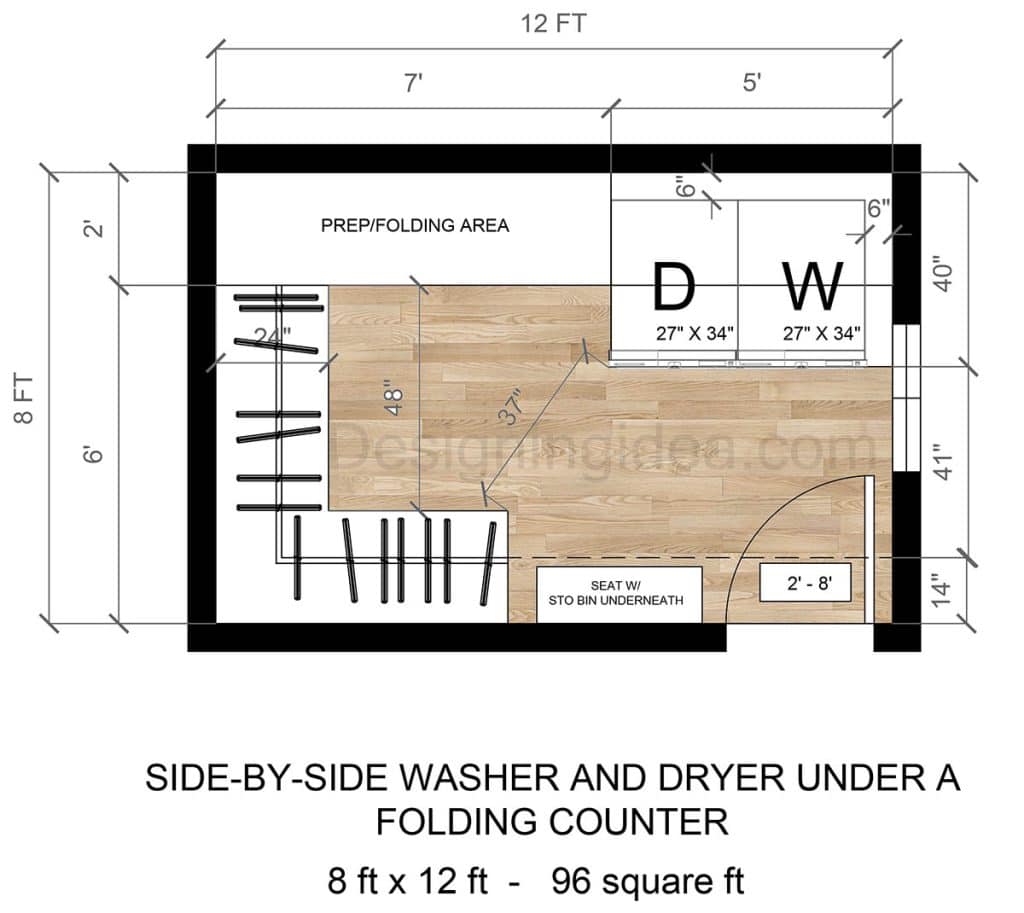 5 Laundry in Master Closet Floor Plans: Washer & Dryer Layouts