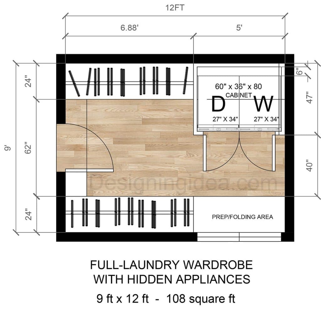 5 Laundry in Master Closet Floor Plans: Washer & Dryer Layouts