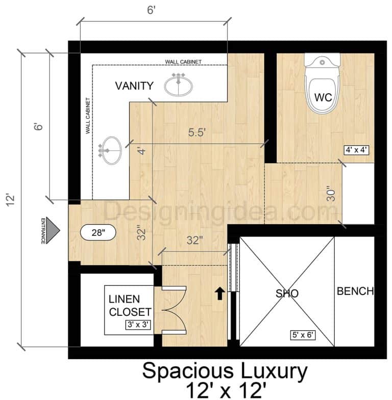 Master Bathroom Floor Plans With Walk-In Shower And No Tub