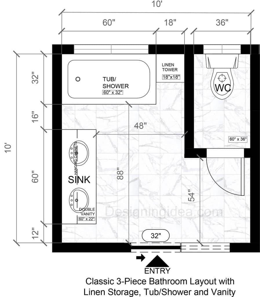 10x10 Bathroom Layouts With A Shower to Inspire Your Next Remodel