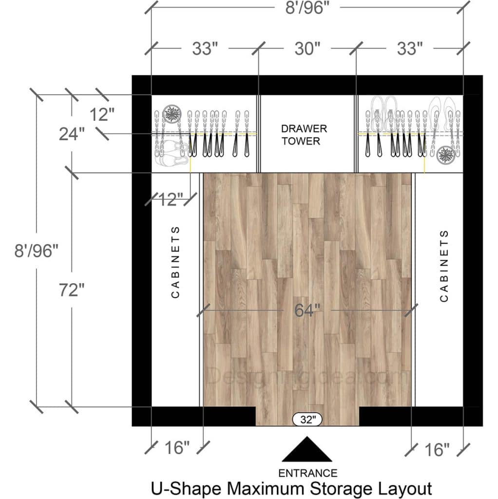 8x8 Walk-in Closet Layouts for Organized Living