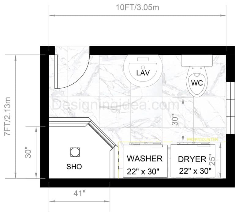 Narrow Bathroom And Laundry Room Combined Floor Plans