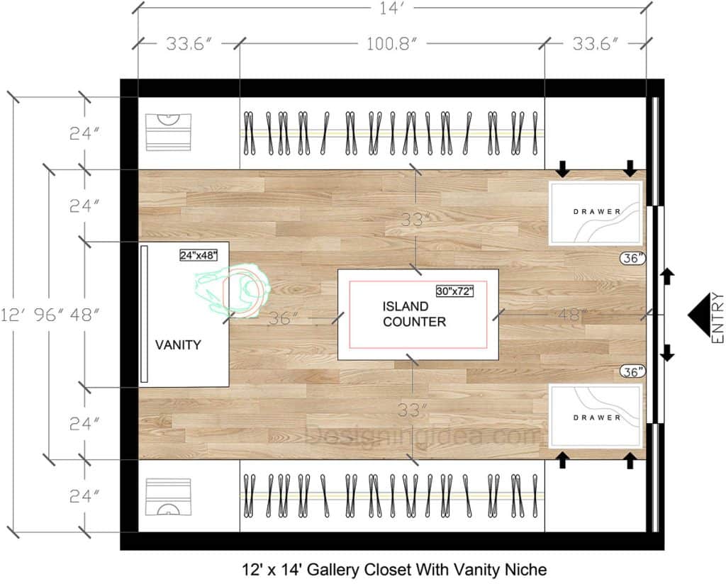 Walk in Closet Floor Plans with Islands for a Boutique-Inspired Look
