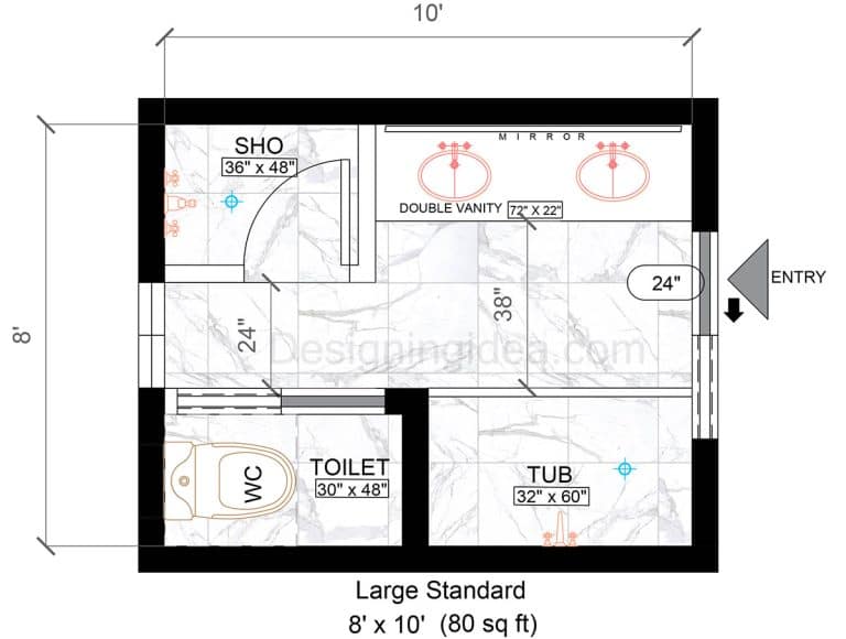 Primary Bathroom Layouts with a Shower and Tub