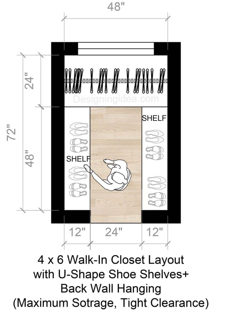 4x6 Walk in Closet Layouts: Maximum Storage in a Tiny Space