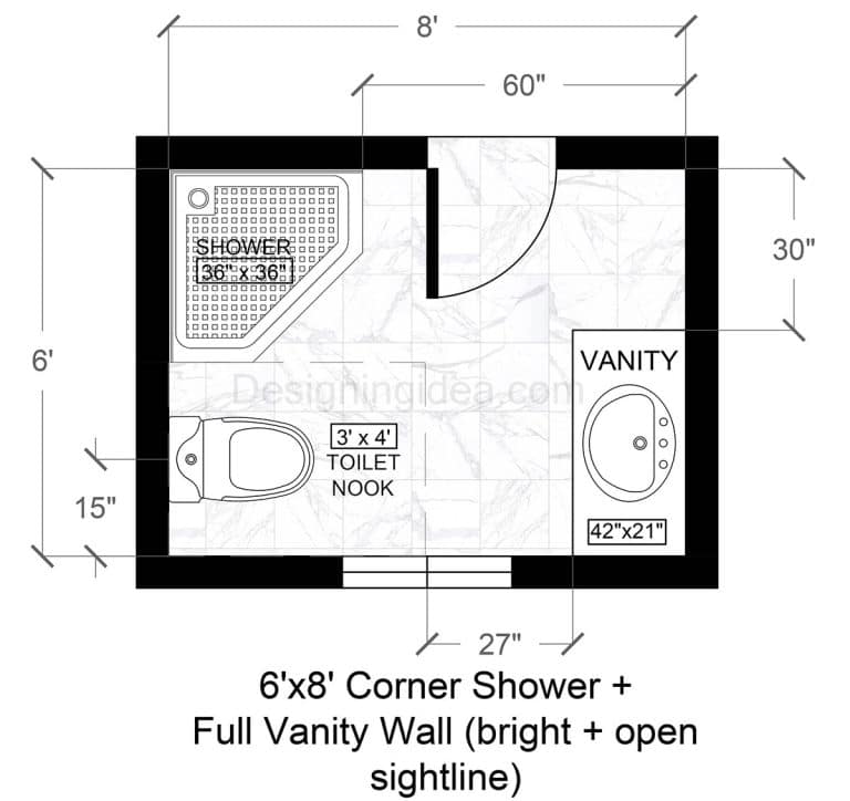 6x8 Bathroom Floor Plan Ideas That Make 48 Sq Ft Feel Like a Spa