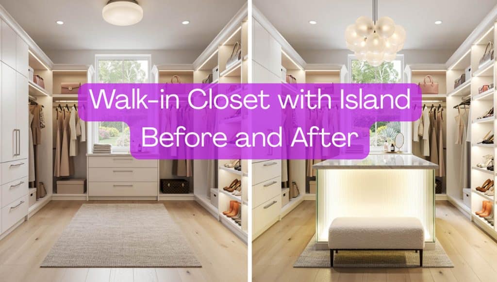 Walk-in Closet with Island Before and After: 45 Stunning Ai Makeovers